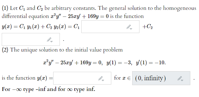Solved (1) Let C and C, be arbitrary constants. The general | Chegg.com