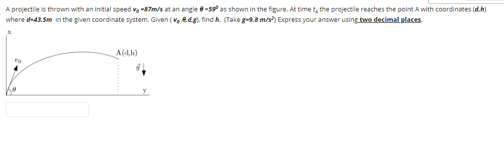 Solved A projectile is thrown with an initial speed Vo=87m/s | Chegg.com