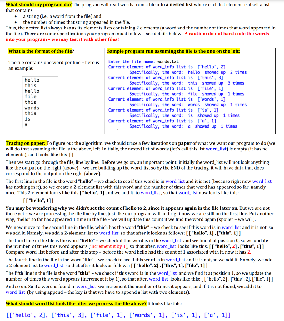. What should my program do? The program will read | Chegg.com