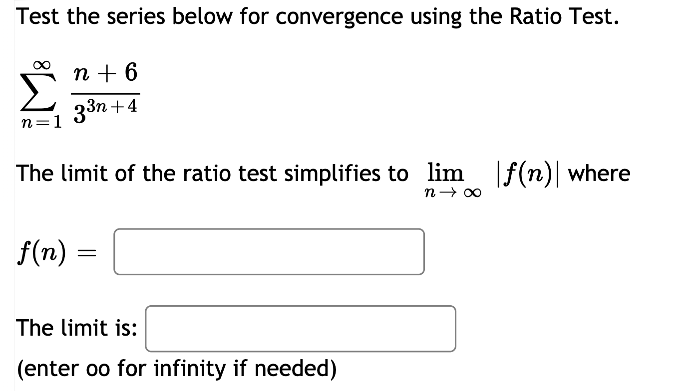 Solved Test the series below for convergence using the Ratio | Chegg.com
