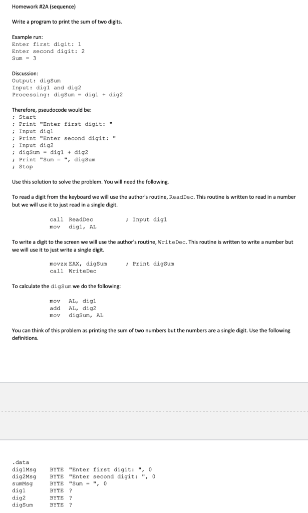 Solved This is for my assembly language class. I am stuck at | Chegg.com