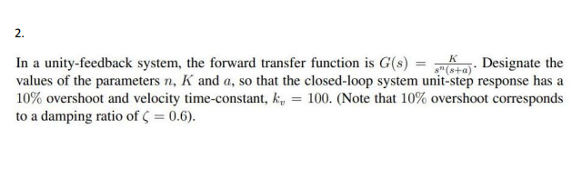 In a unity-feedback system, the forward transfer | Chegg.com