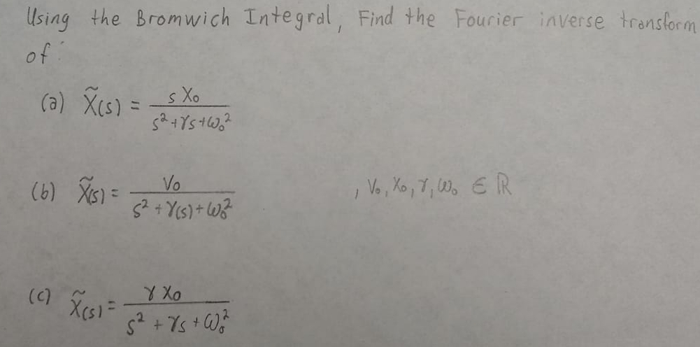 Solved Using the Bromwich Integral, Find the Fourier inverse | Chegg.com