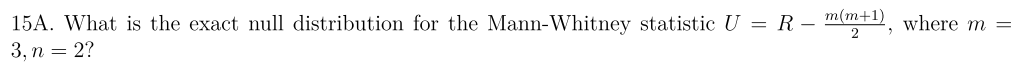 Solved 15A. What is the exact null distribution for the | Chegg.com
