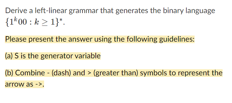 Solved Derive a left-linear grammar that generates the | Chegg.com