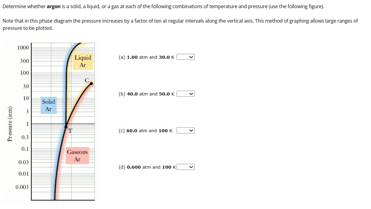Solved Determine whether argon is a solid, a liquid, or a | Chegg.com
