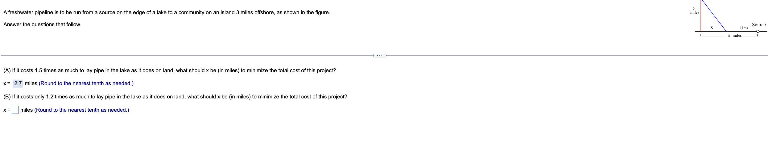 Solved A freshwater pipeline is to be run from a source on | Chegg.com