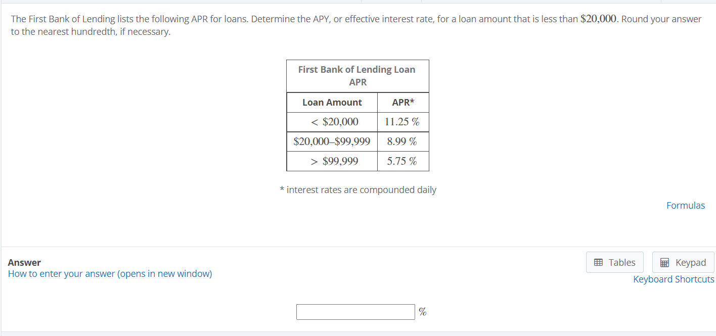 Solved The First Bank of Lending lists the following APR for | Chegg.com