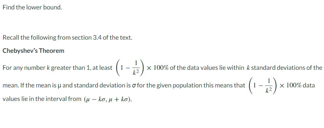 Solved Find the lower bound. Recall the following from | Chegg.com