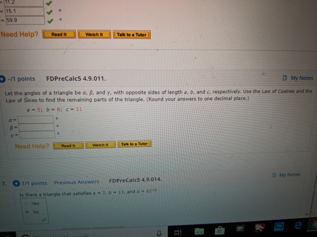Solved 11:2 15.1 = 59.9 Need Help? Watch It Talk to a Tutor | Chegg.com