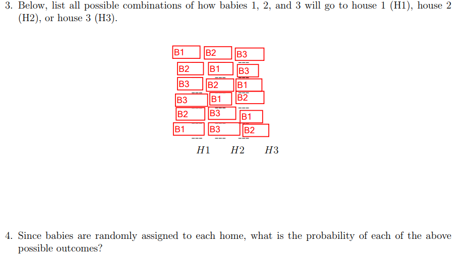 Solved 3. Below, list all possible combinations of how | Chegg.com