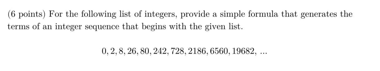 Solved (6 points) For the following list of integers, | Chegg.com