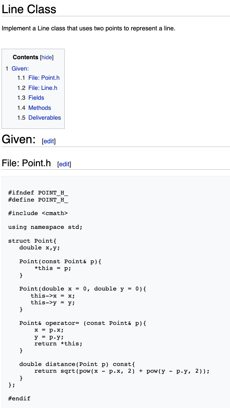 Solved Implement a Line class that uses two points to | Chegg.com