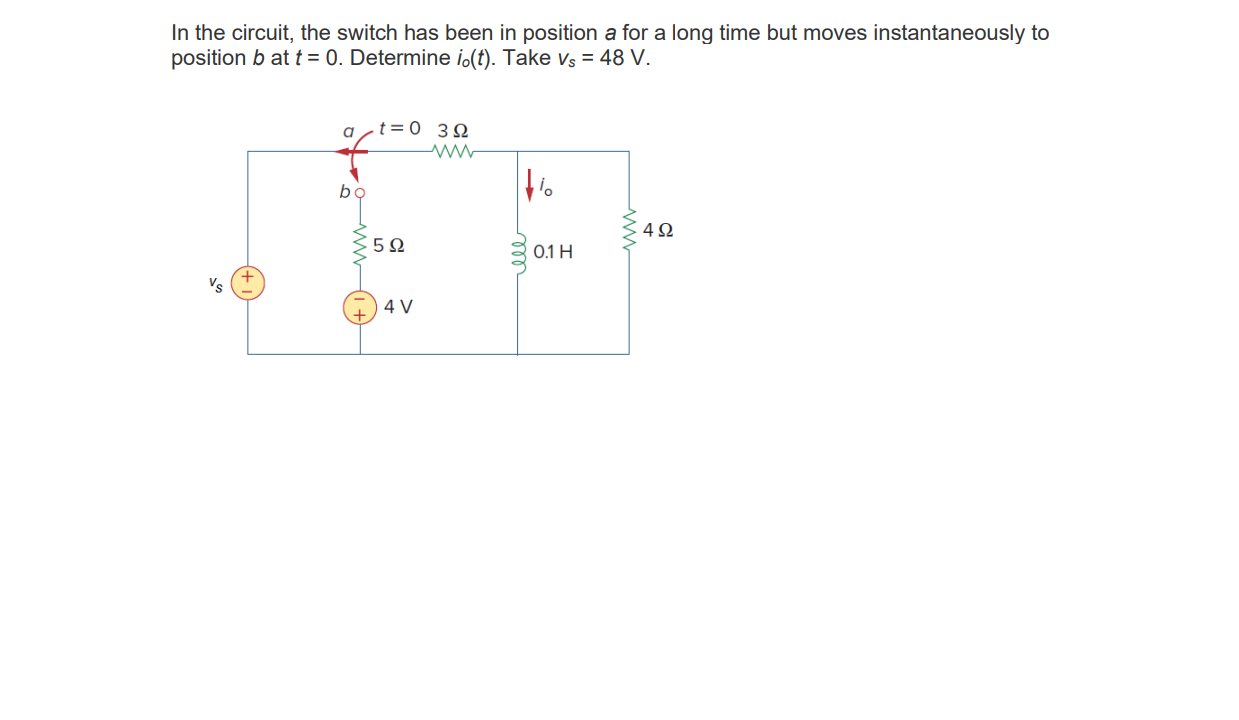 Solved In the circuit, the switch has been in position a for | Chegg.com