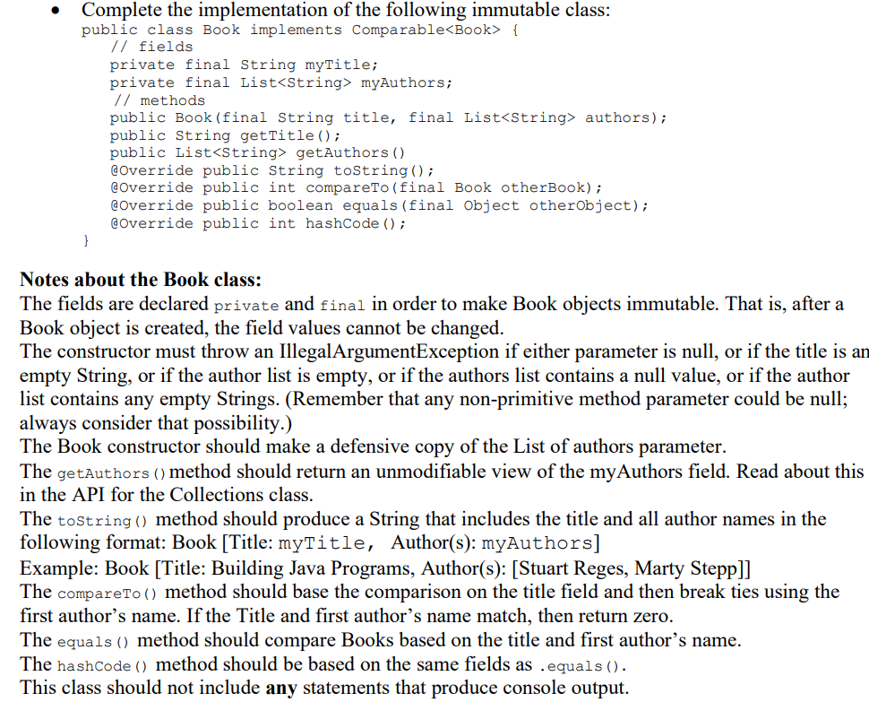 Solved Complete the implementation of the Book and Library | Chegg.com