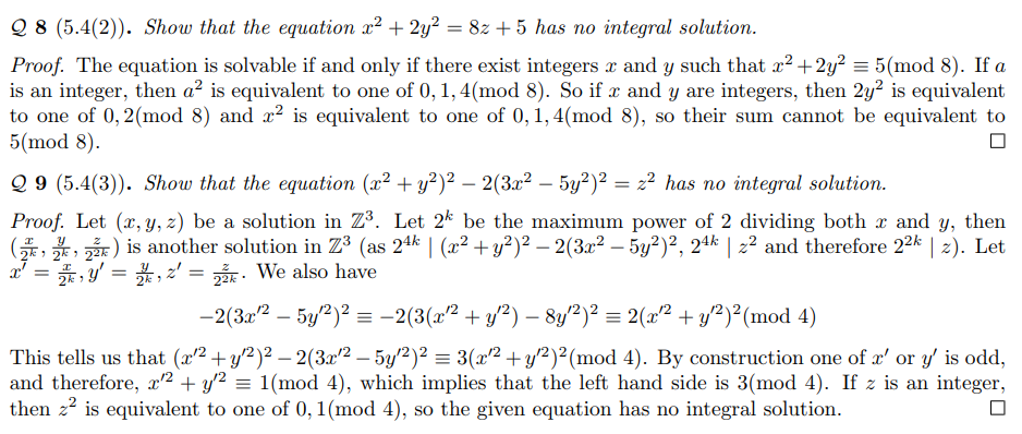 Solved 1. Show that the equation x2 + y2-9z 3 has no | Chegg.com