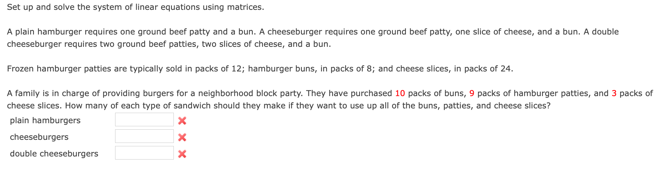 Solved Set up and solve the system of linear equations using | Chegg.com