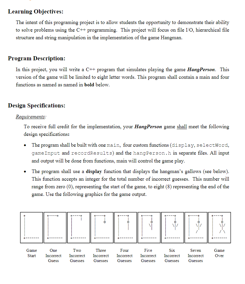 Solved Learning Objectives: The intent of this programing | Chegg.com