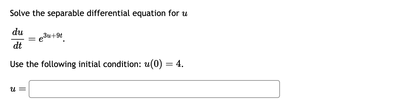 Solved Solve the separable differential equation for u | Chegg.com