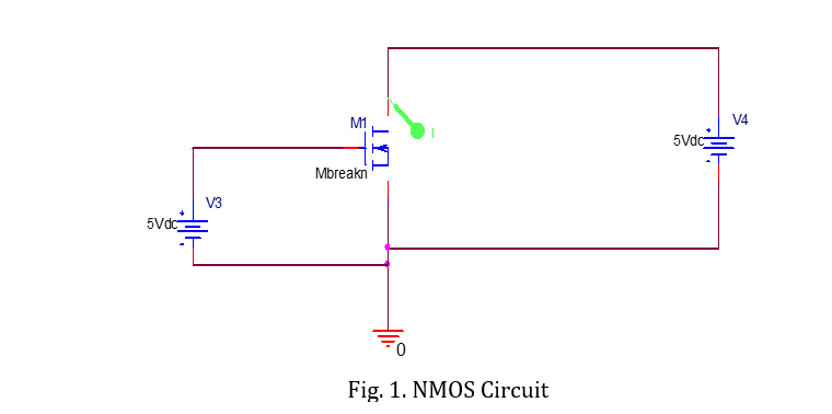 Fig. 1. NMOS Circuitc) You should see a page like the | Chegg.com