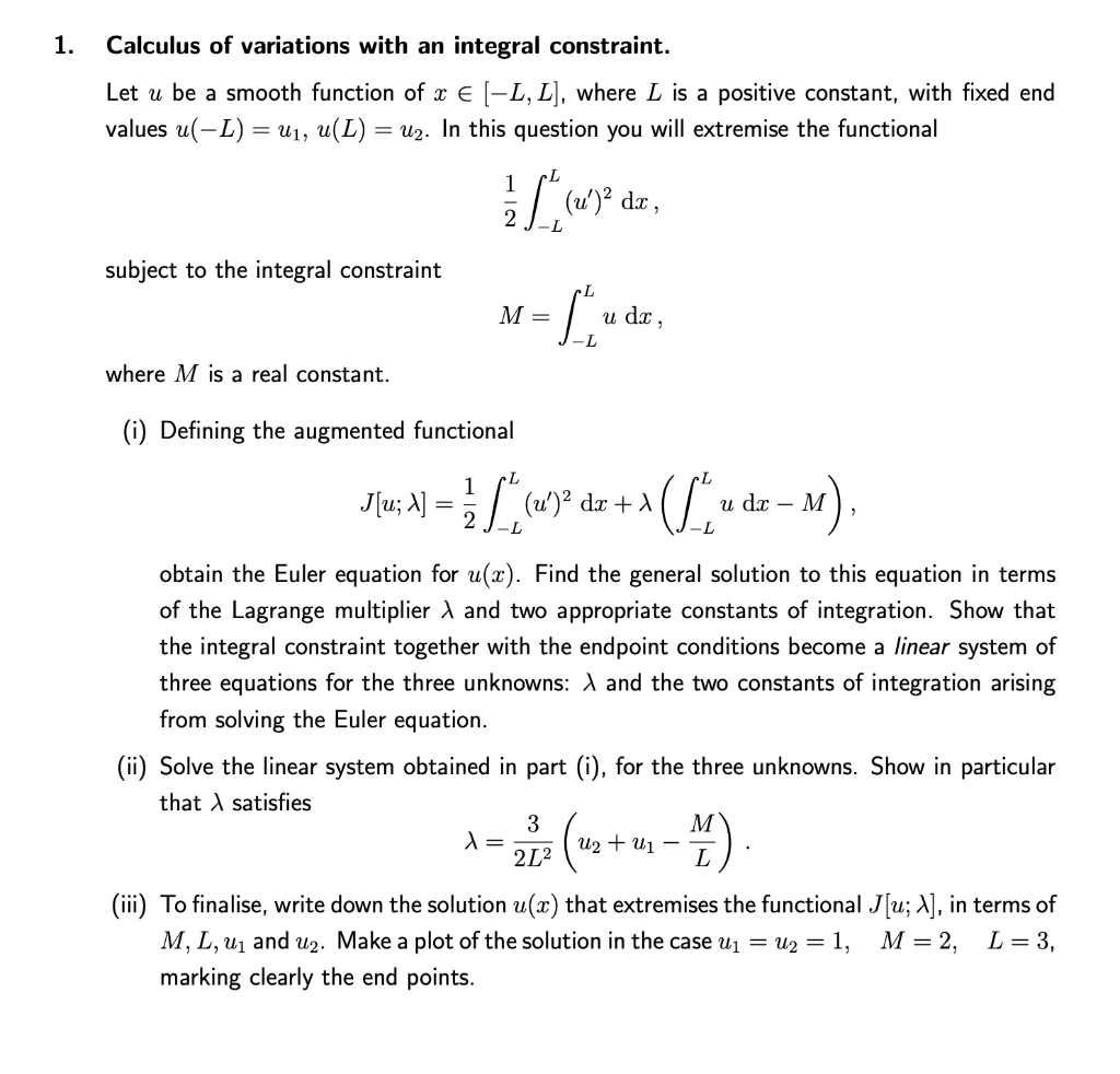 Solved Calculus of variations with an integral constraint. | Chegg.com