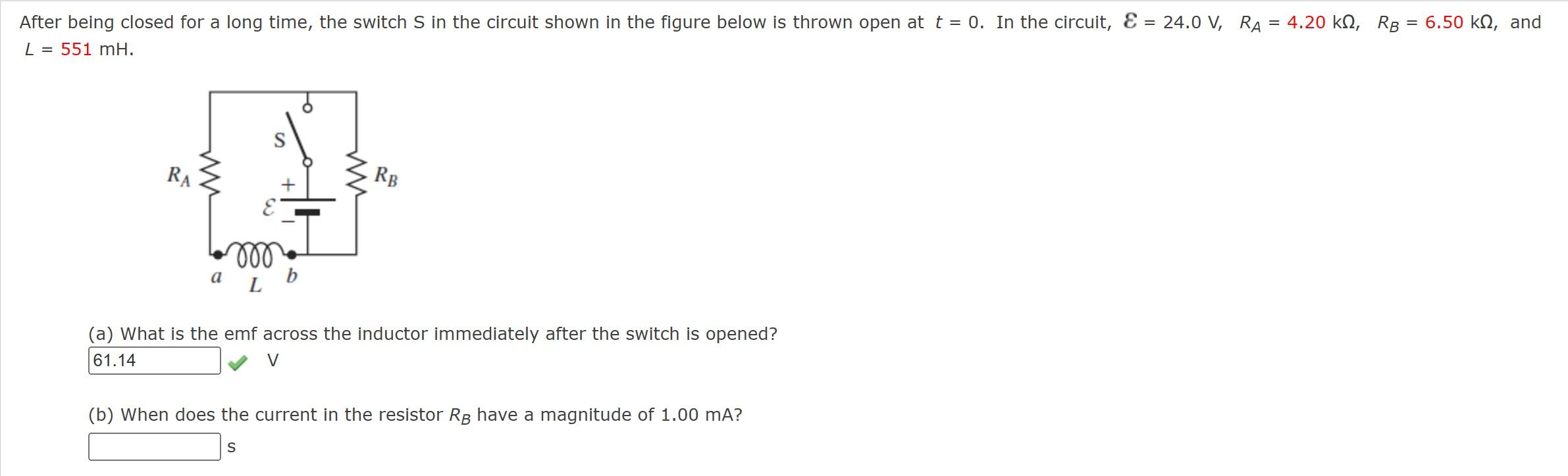 Solved After being closed for a long time, the switch S in | Chegg.com