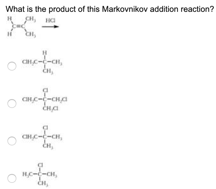 Solved What is the product of this Markovnikov addition | Chegg.com