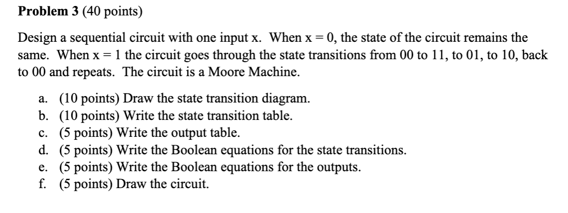 Solved Problem 3 40 pointsdesign A Sequential Circuit