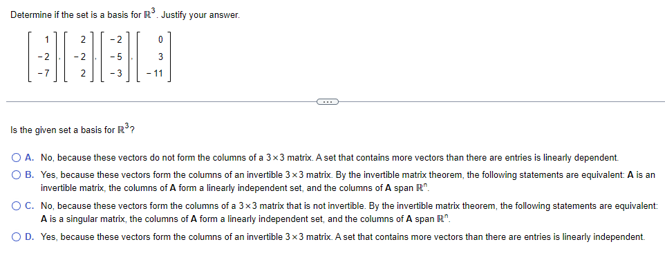 Solved Determine if the set is a basis for R?. Justify your | Chegg.com