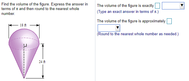 Solved Find the volume of the figure. Express the answer in | Chegg.com