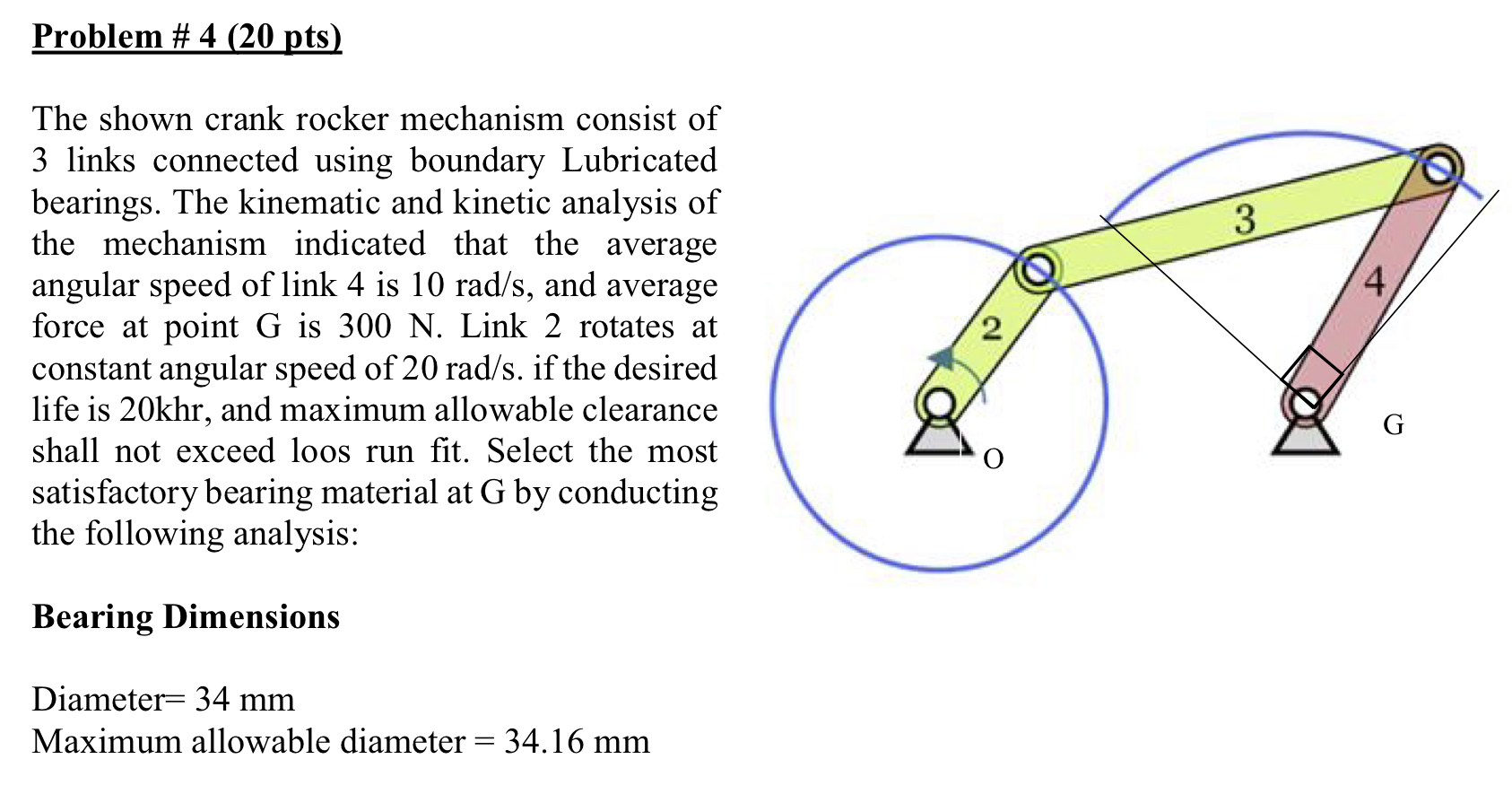 Solved The shown crank rocker mechanism consist of 3 links | Chegg.com