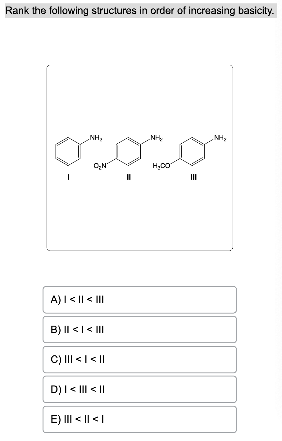 Solved Rank the following structures in order of increasing | Chegg.com
