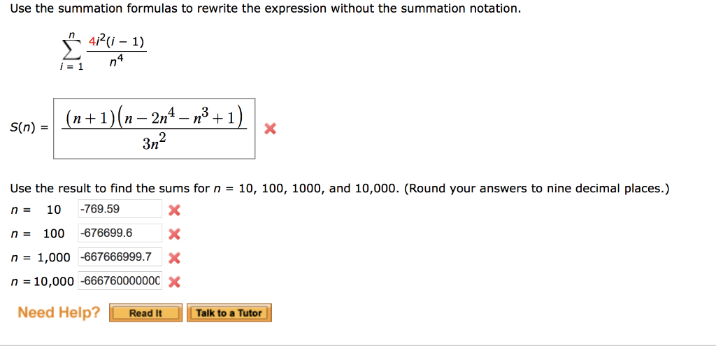 Solved Use the summation formulas to rewrite the expression | Chegg.com