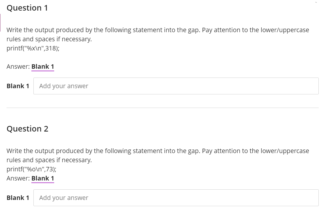 Solved Question 1 Write the output produced by the following | Chegg.com