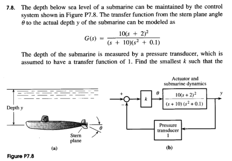 Solved 8.15. Consider the control of the depth of a | Chegg.com