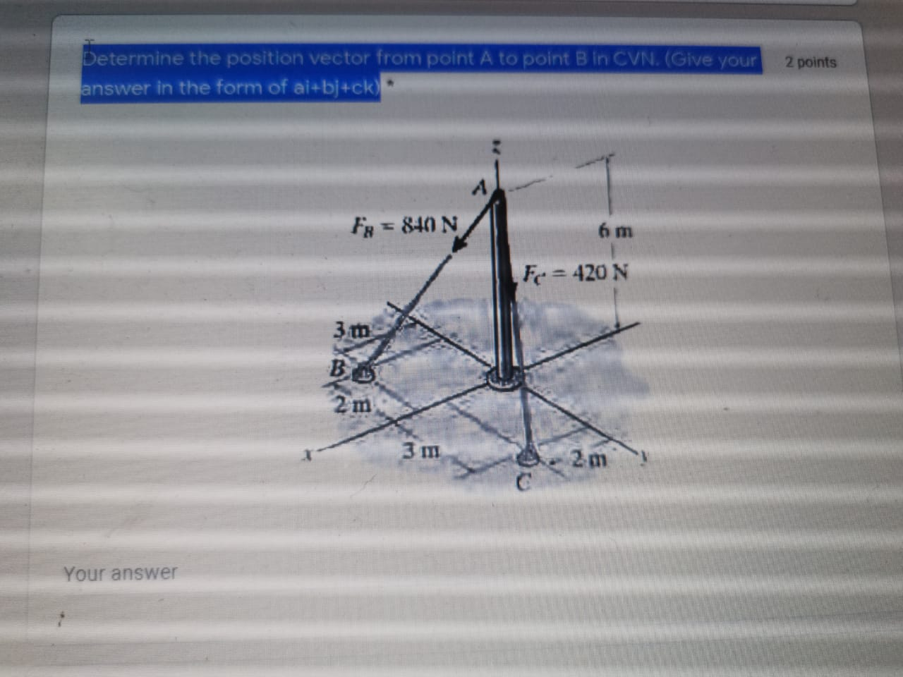 Solved Determine the position vector from point A to point B | Chegg.com