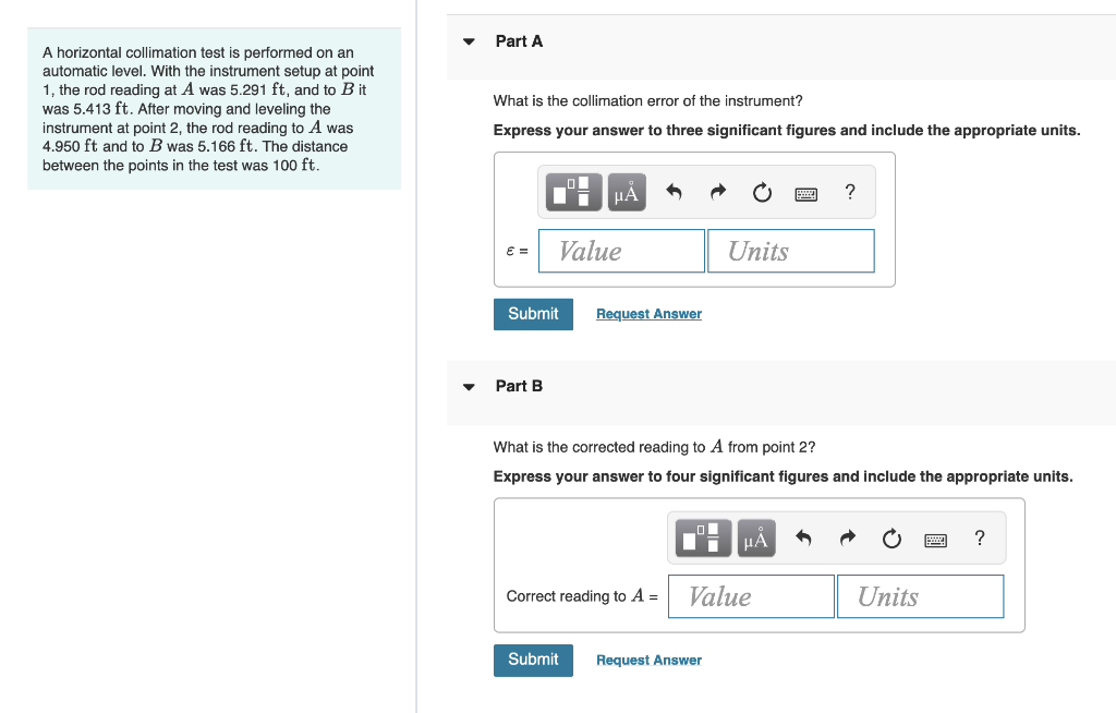 Solved A horizontal collimation test is performed on an Part | Chegg.com