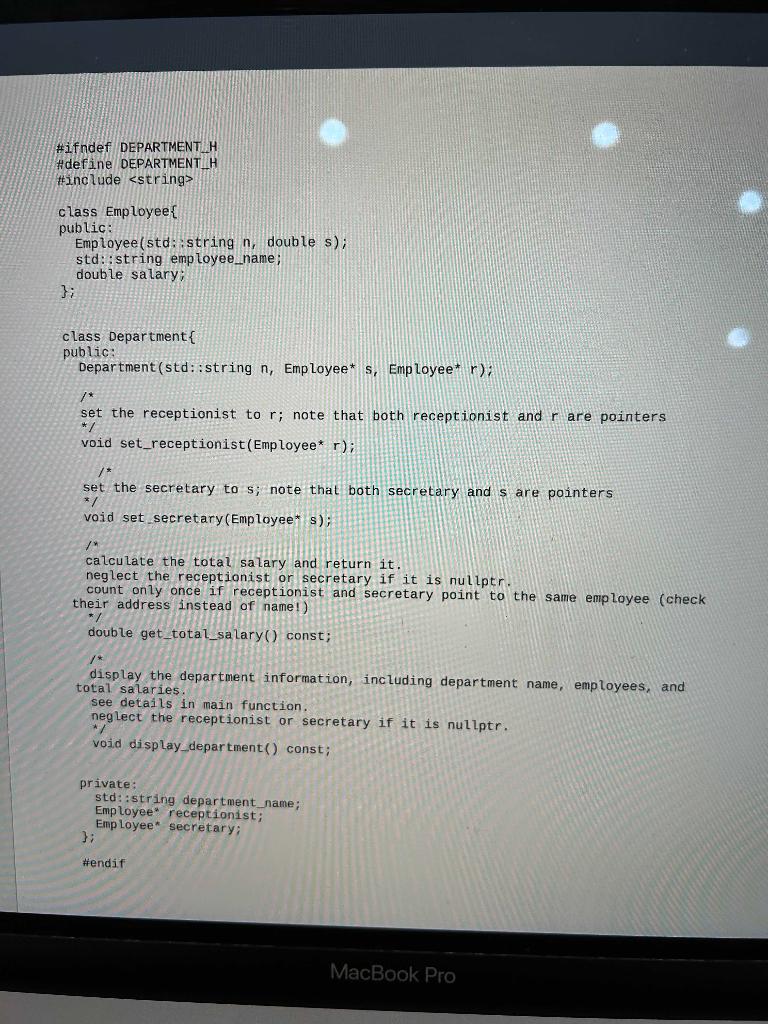 Solved Problem 2: Department (40 Points) Please turn in | Chegg.com