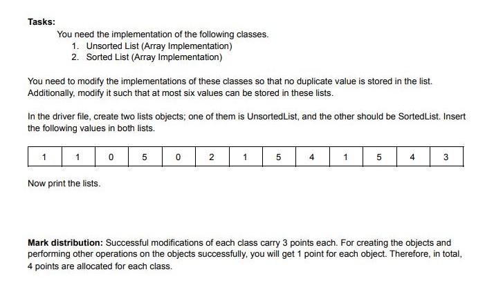 Solved Tasks: You need the implementation of the following | Chegg.com