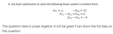 Solved 6. Use back substitution to solve the following | Chegg.com