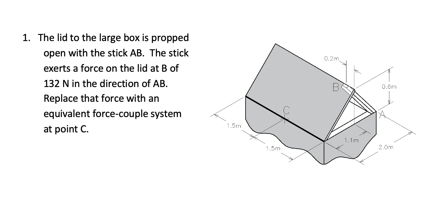 Solved 0.2m 1. The lid to the large box is propped open with | Chegg.com