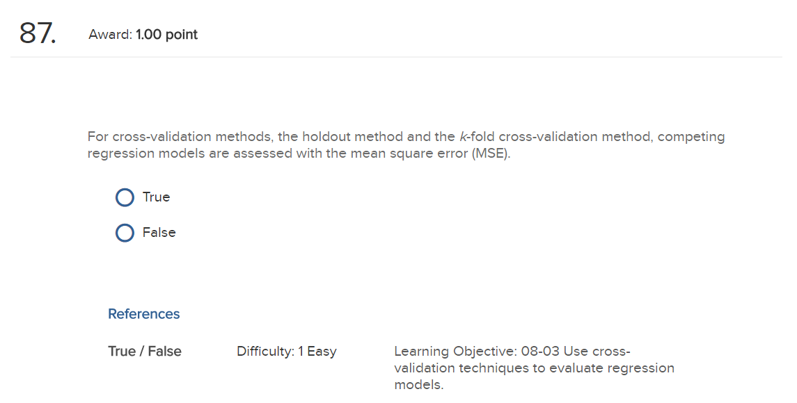 Solved For cross-validation methods, the holdout method and | Chegg.com