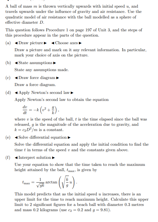 Solved by an EXPERT A ball of ﻿mass m is ﻿thrown vertically upwards with | Chegg.com