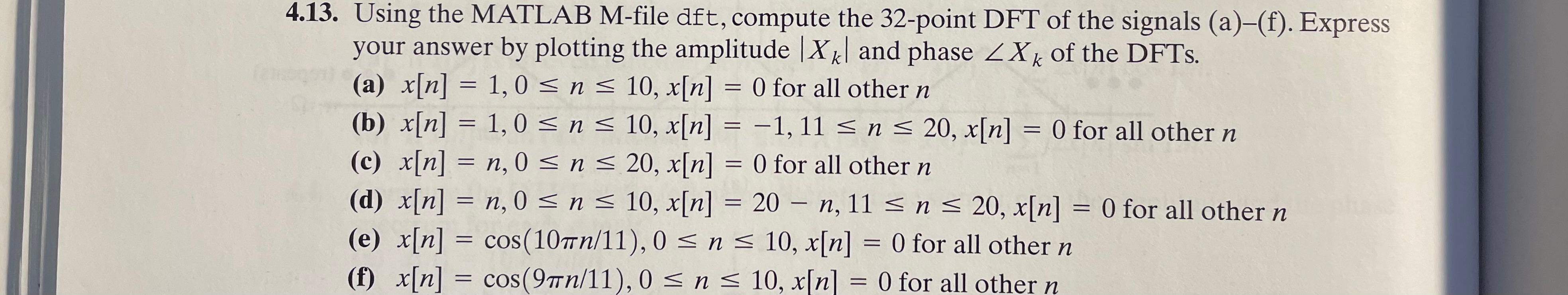 Solved 413 Using The Matlab M File Dft Compute 1031