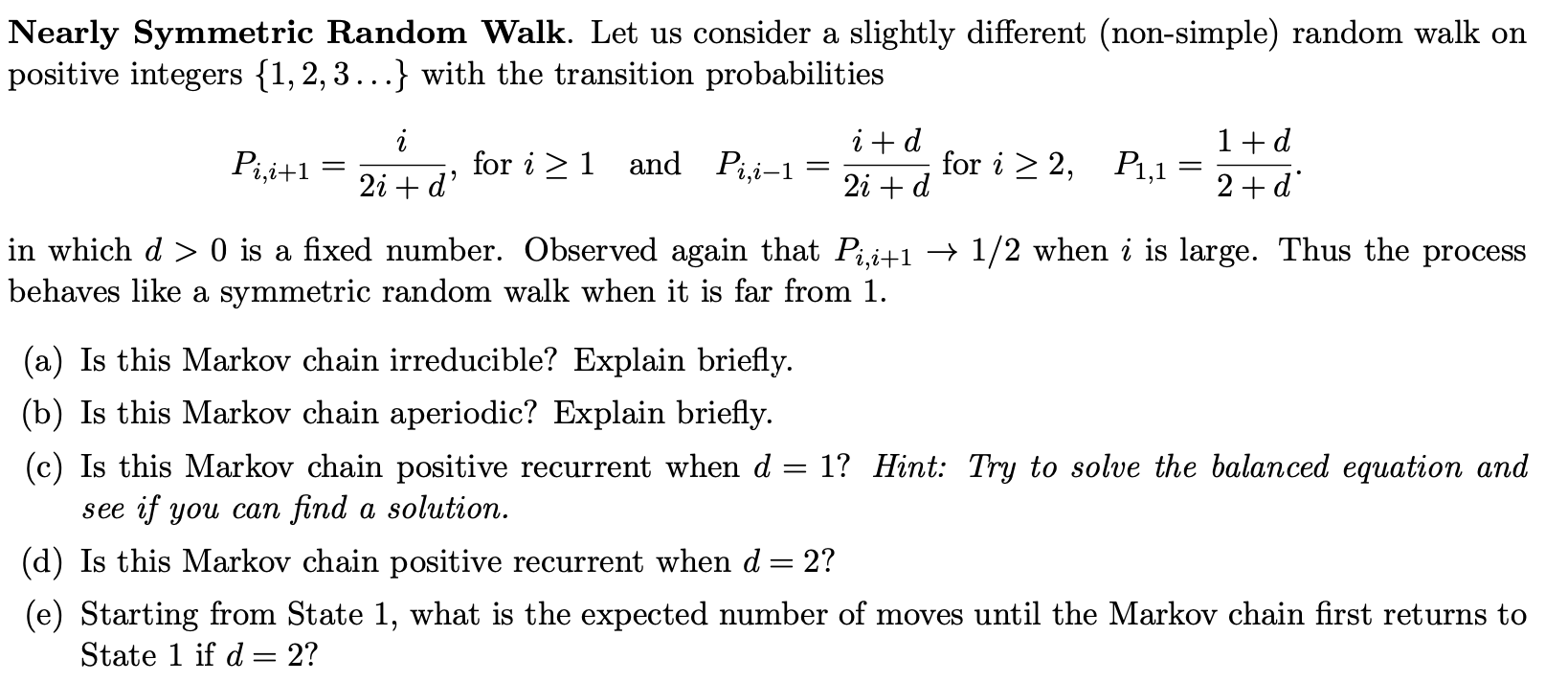 Solved Nearly Symmetric Random Walk. Let us consider a | Chegg.com