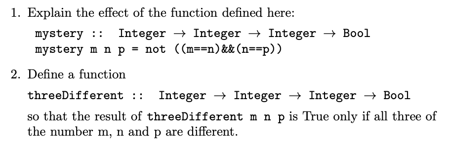 Solved 1. Explain the effect of the function defined here: | Chegg.com