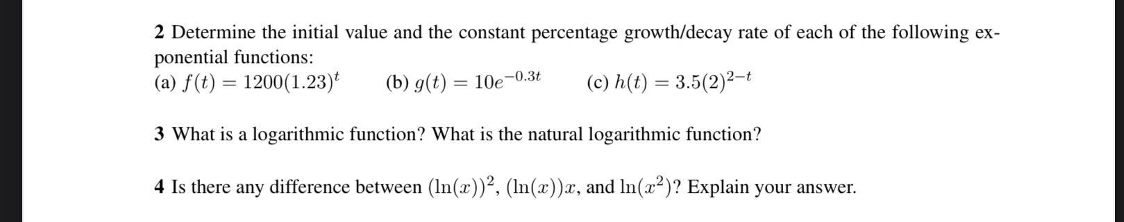 Solved 2 Determine the initial value and the constant | Chegg.com