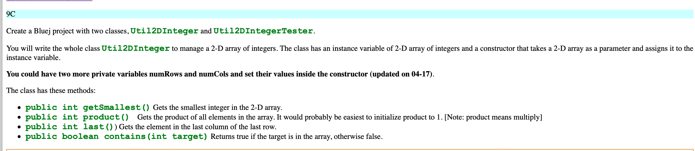 Solved 9C Create a Bluej project with two classes, | Chegg.com