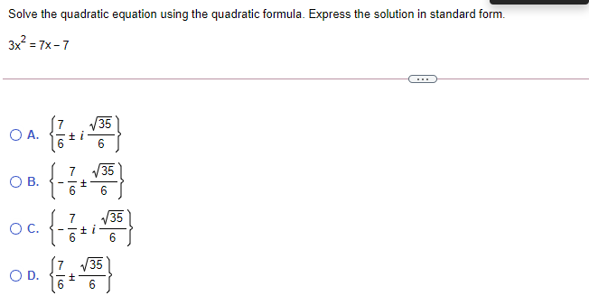 Solved Solve the quadratic equation using the quadratic | Chegg.com