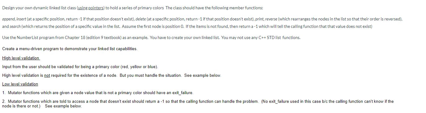 Design your own dynamic linked list class (using | Chegg.com